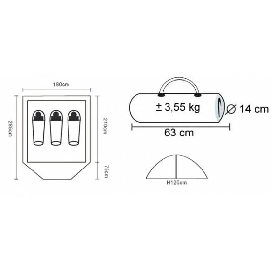 Cort 3 Persoane HI-TEC Campha 3 Parrot Verde | YAKOSPORT.RO